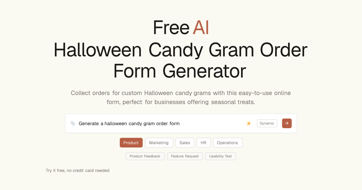 Free Halloween Candy Gram Order Form AI Generator | Dashform AI Forms