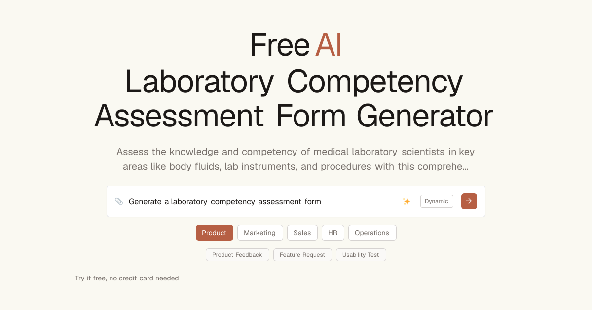 Free Laboratory Competency Assessment AI Generator | Dashform AI Forms