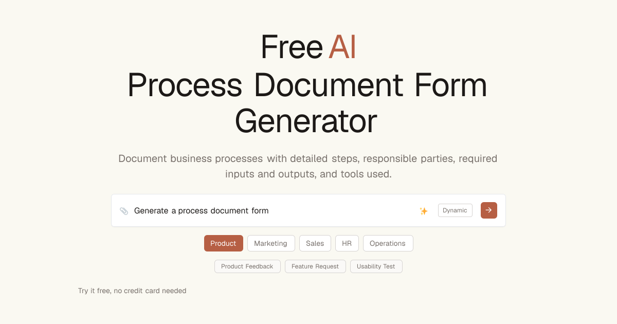 Free Process Document Template AI Generator | Dashform AI Forms