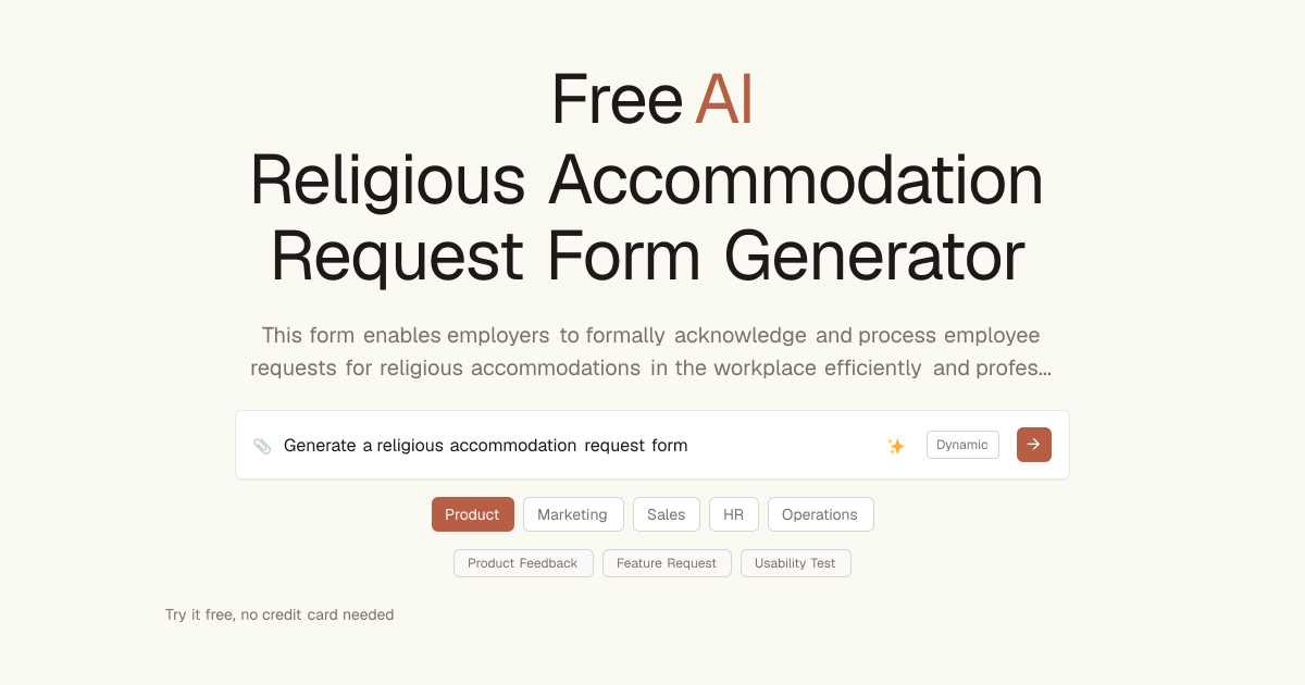 Free Religious Accommodation Request AI Generator | Dashform AI Forms